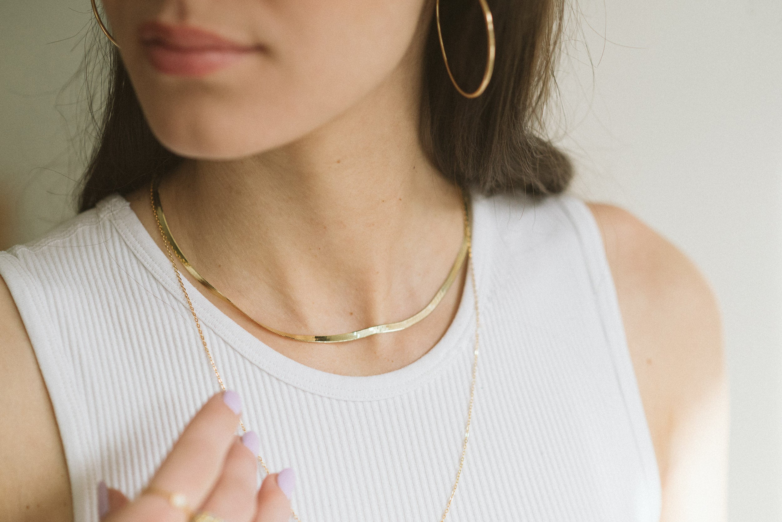 FLO herringbone chain 14K Gold Vermeil – Boa Bijoux